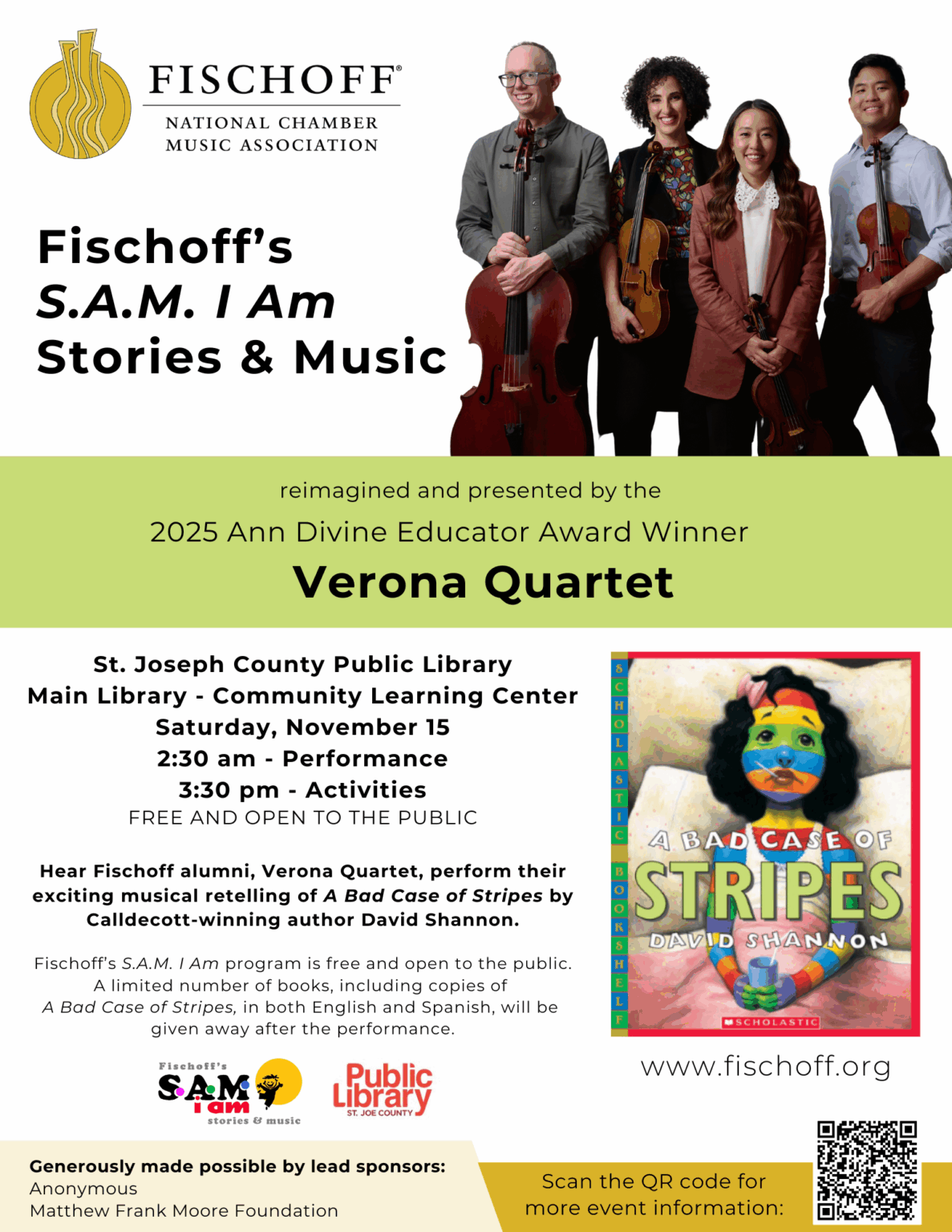 Fischoff's S.A.M. I Am (Stories & Music) with Verona Quartet @ St. Joe ...